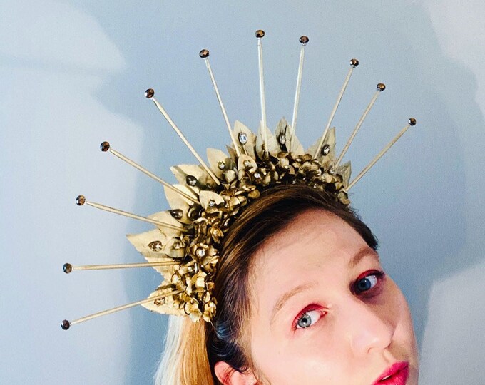 Golden Flower Crown Golden Crown Maternity Shoot - Etsy