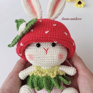 Pattern: Crochet Strawberry Rabbit / Bunny Amigurumi Strawberry Doll - Etsy