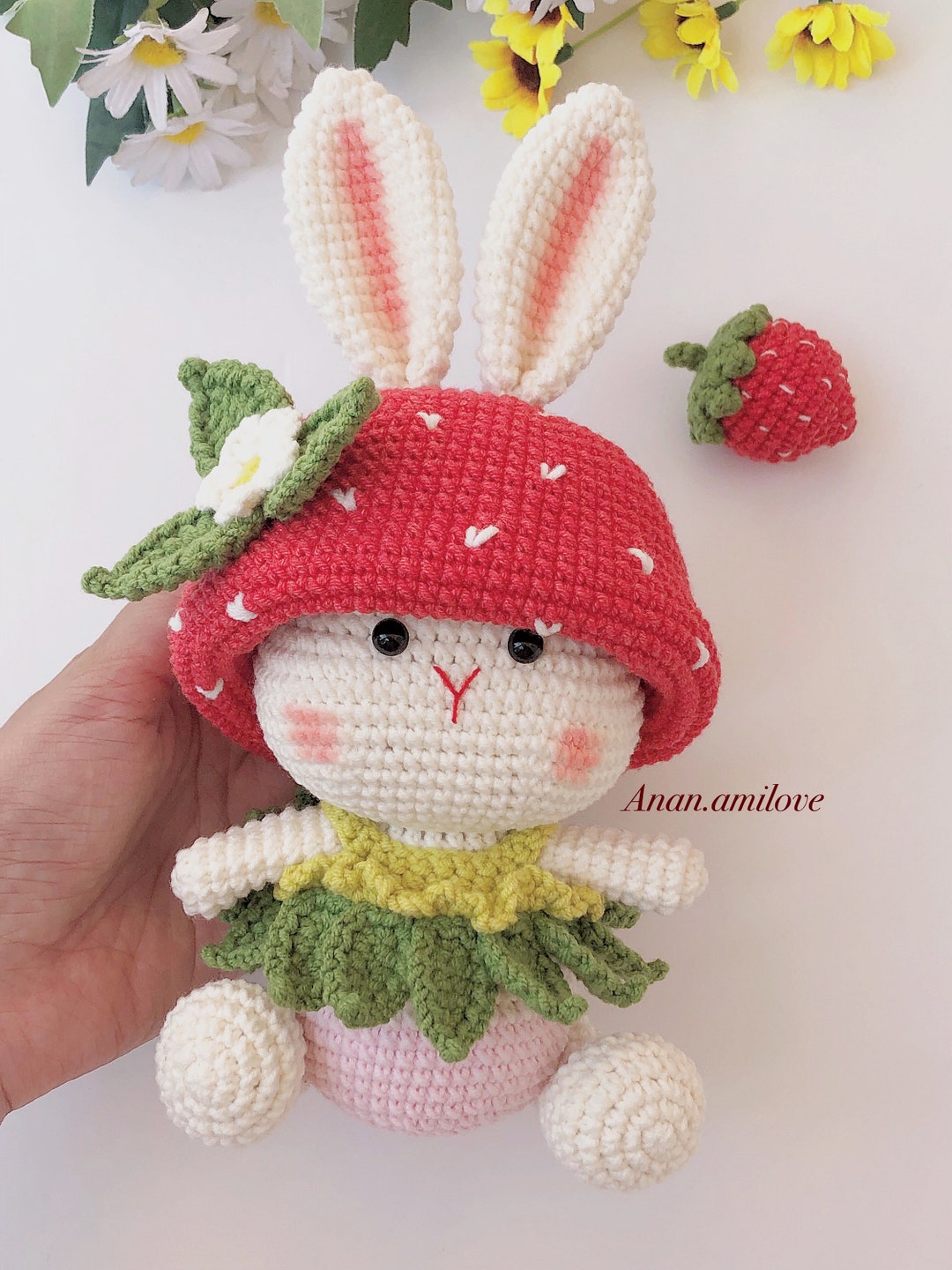 Pattern: Crochet Strawberry Rabbit / Bunny Amigurumi Strawberry Doll - Etsy