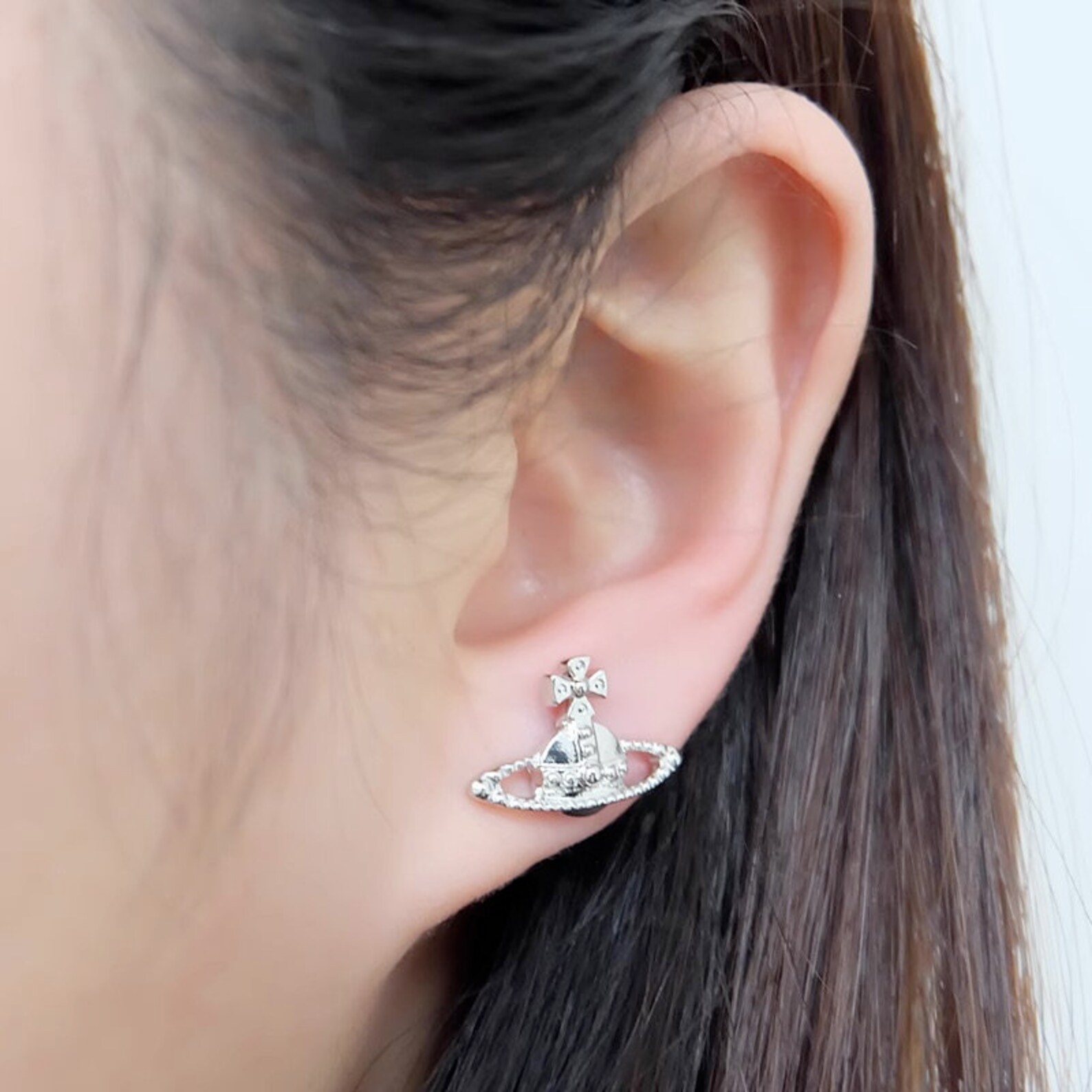 Vivienne Westwood Small Silver Saturn Earrings Etsy