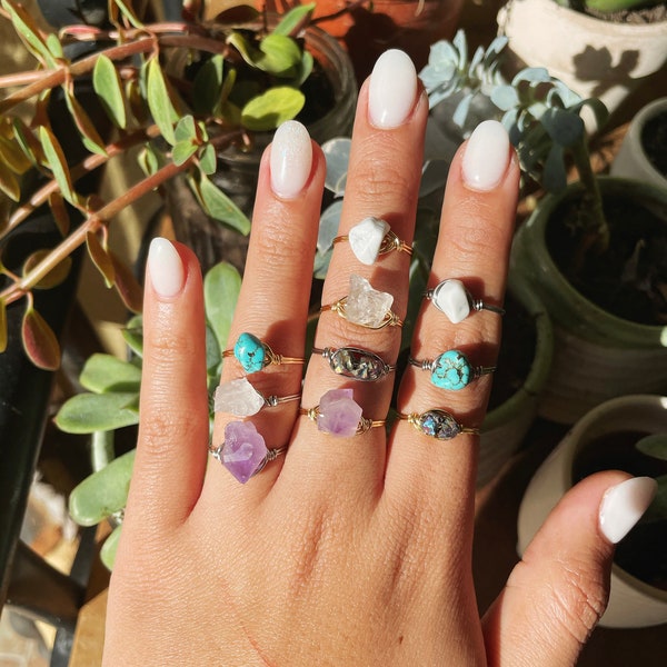 Healing Crystal Ring - Etsy UK