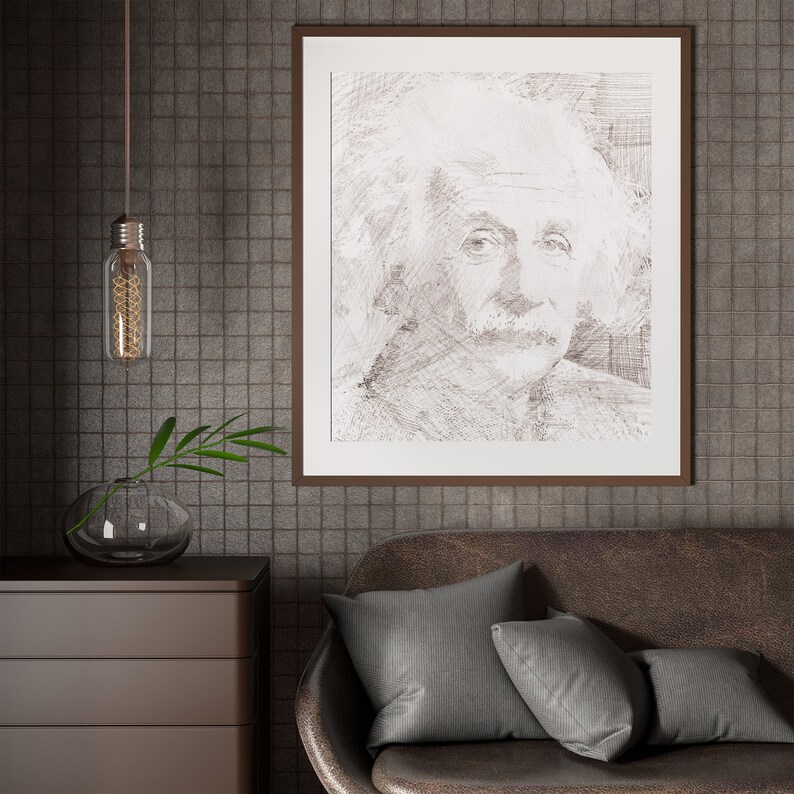 Abstract Line Art Sketch of the Albert Einsteins Portrait | Etsy