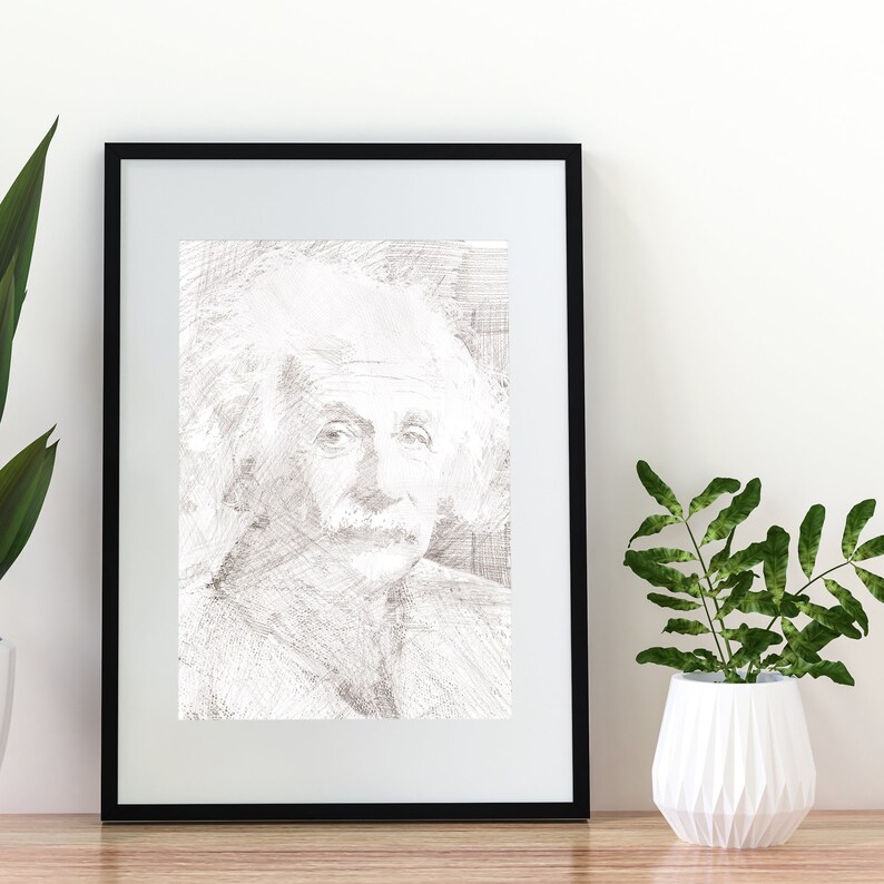 Abstract Line Art Sketch of the Albert Einsteins Portrait - Etsy
