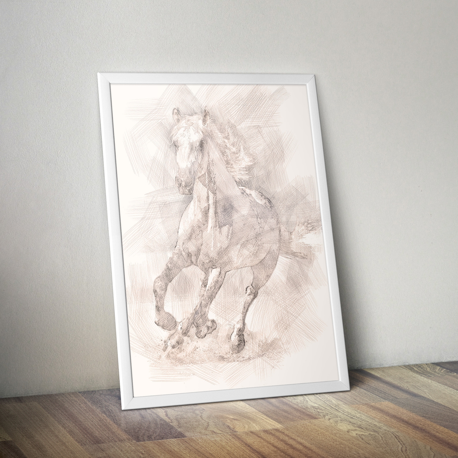 Abstract Line Art of a Running Horse, Digital Print for Download - Etsy