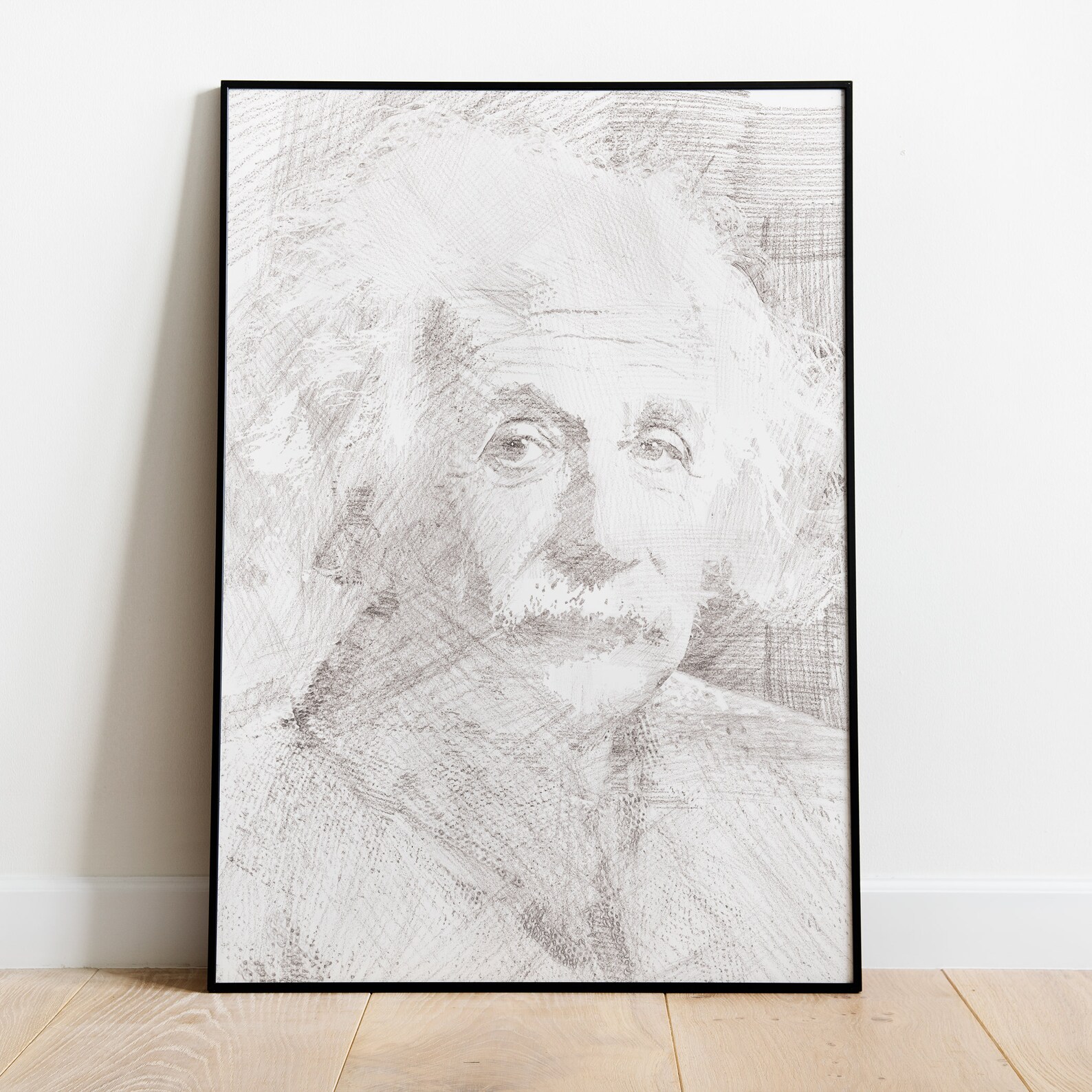 Abstract Line Art Sketch of the Albert Einstein’s Portrait, Digital ...