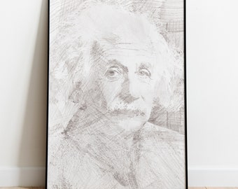 Albert Einstein Line Art File Digital Portrait - Etsy