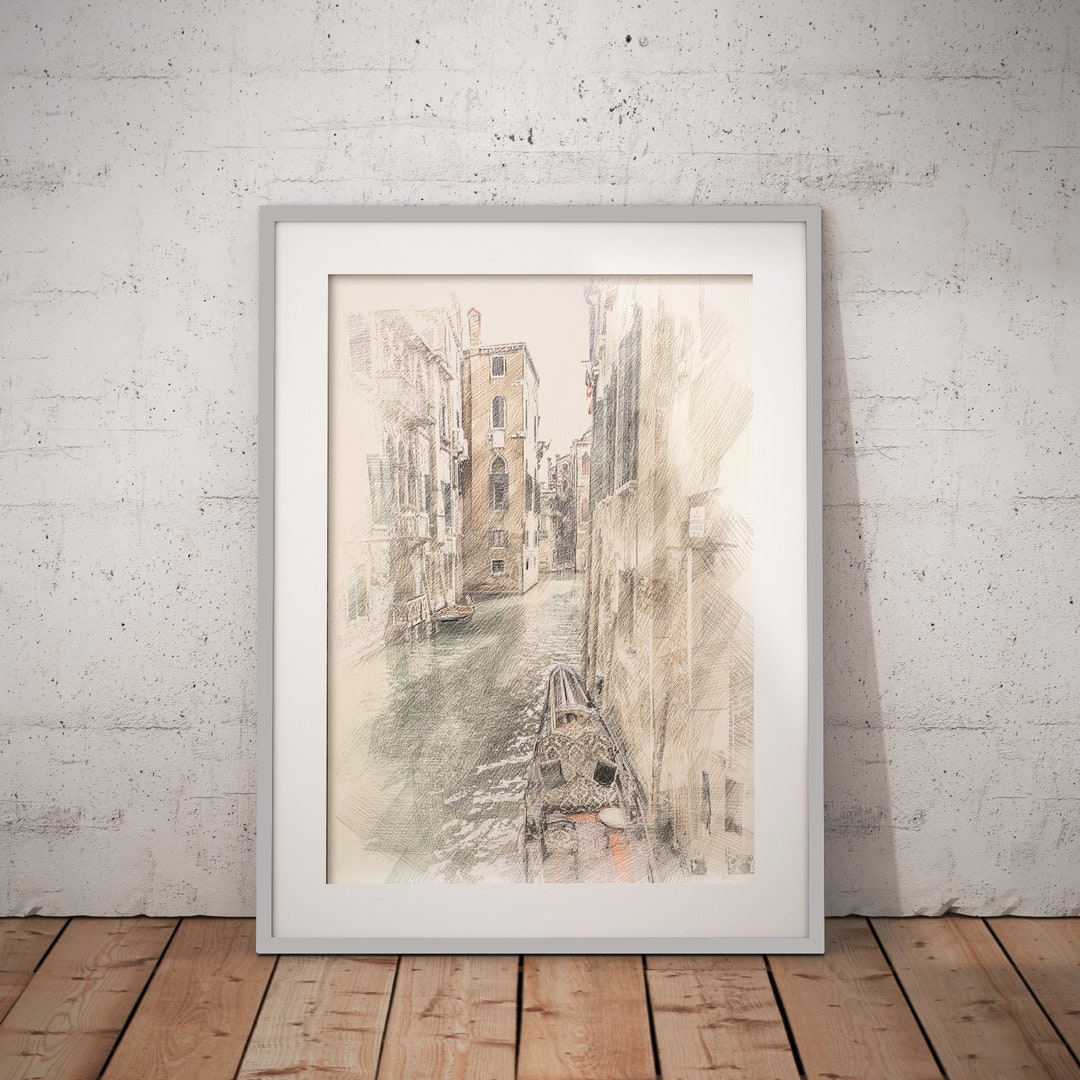 Printable Wall Art Venice, Abstract Line Art for Downloadable - Etsy