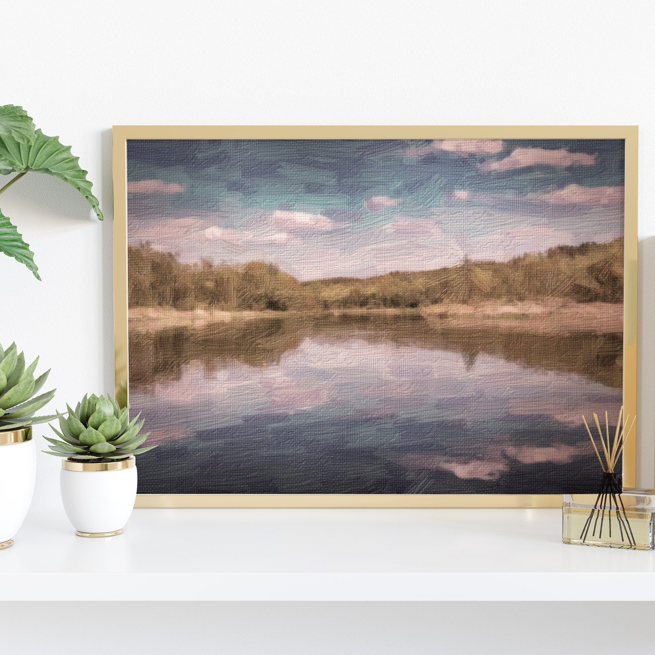 Lake Digital Oil Painting Printable Art, Downloadable and Printable ...