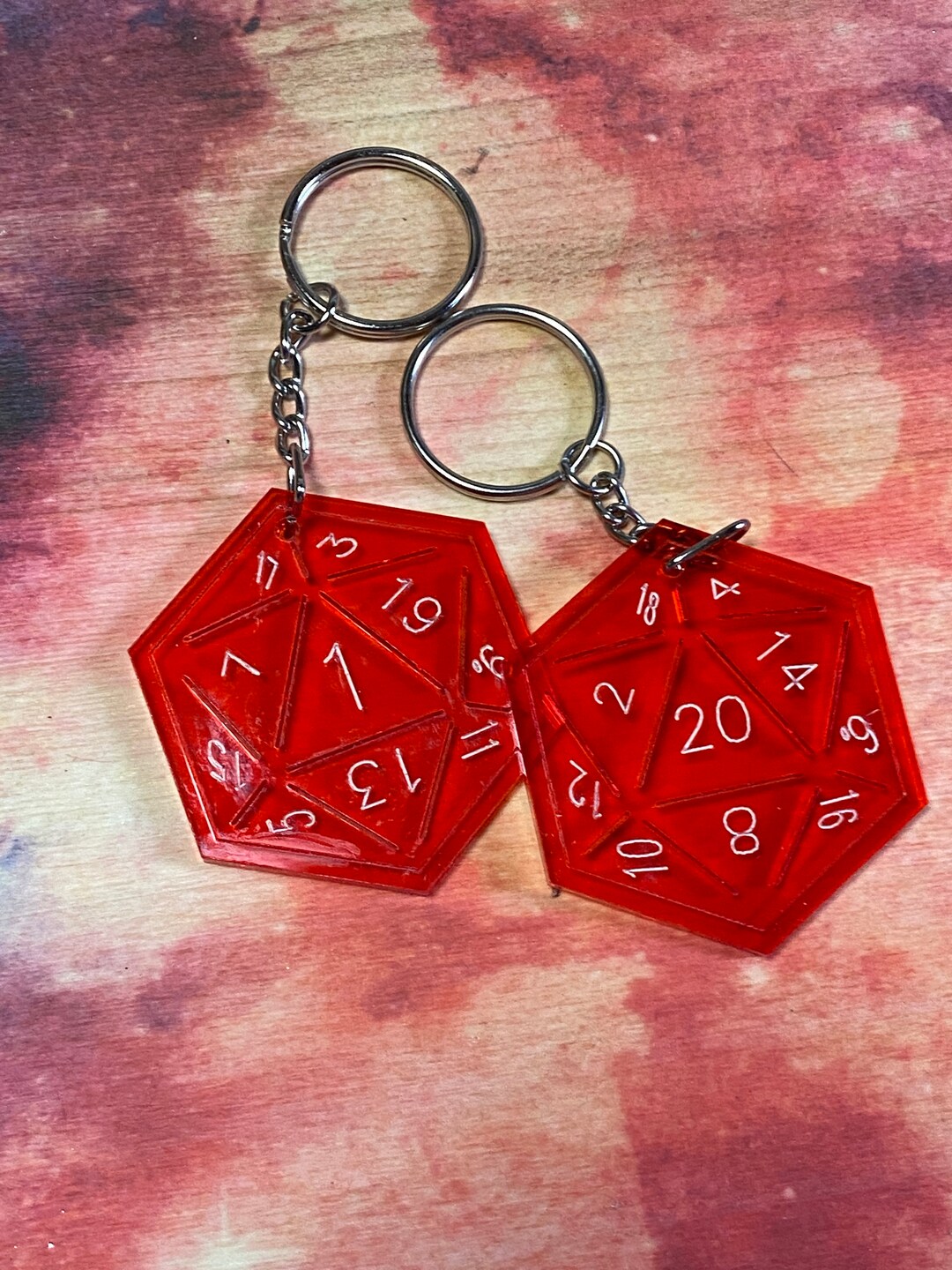 Dungeons and Dragons Crit&miss D20 Charm Keychain | Red Acrylic ...