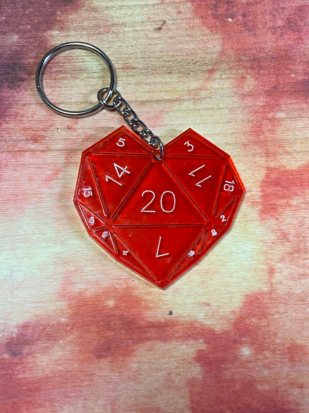 Dungeons and Dragons Valentine’s Day D20 Charm Keychain | Red Acrylic ...
