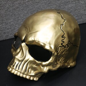 Gold Skull Mask – Metallic Horror Halloween Party Mask, Scary Cosplay ...