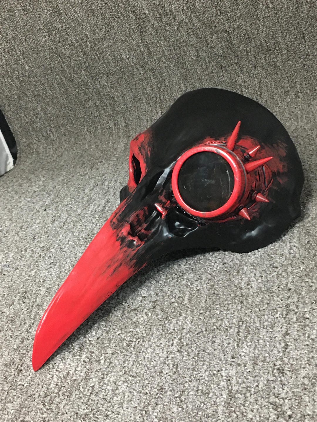 Black Red Steampunk Spike Goggle Raven Skull Plague Doctor With White ...