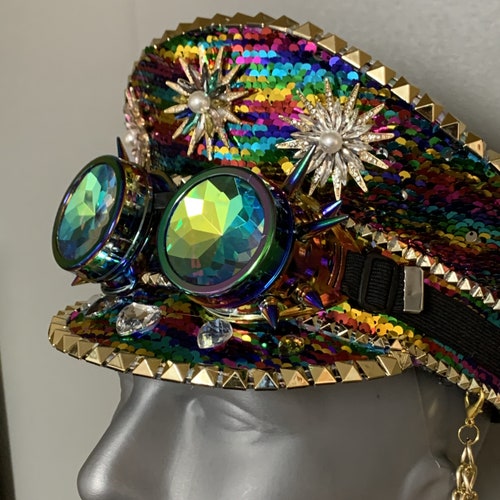 Steampunk Burning Man Green Jewelry Top Captain Hat - Etsy