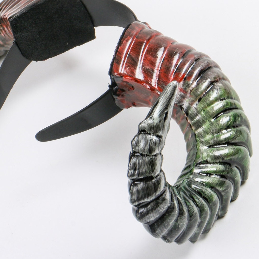 Steampunk Demon Twisted Black Ram Horns Halloween Costume - Etsy