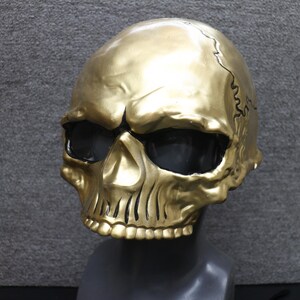 Gold Skull Mask – Metallic Horror Halloween Party Mask, Scary Cosplay ...