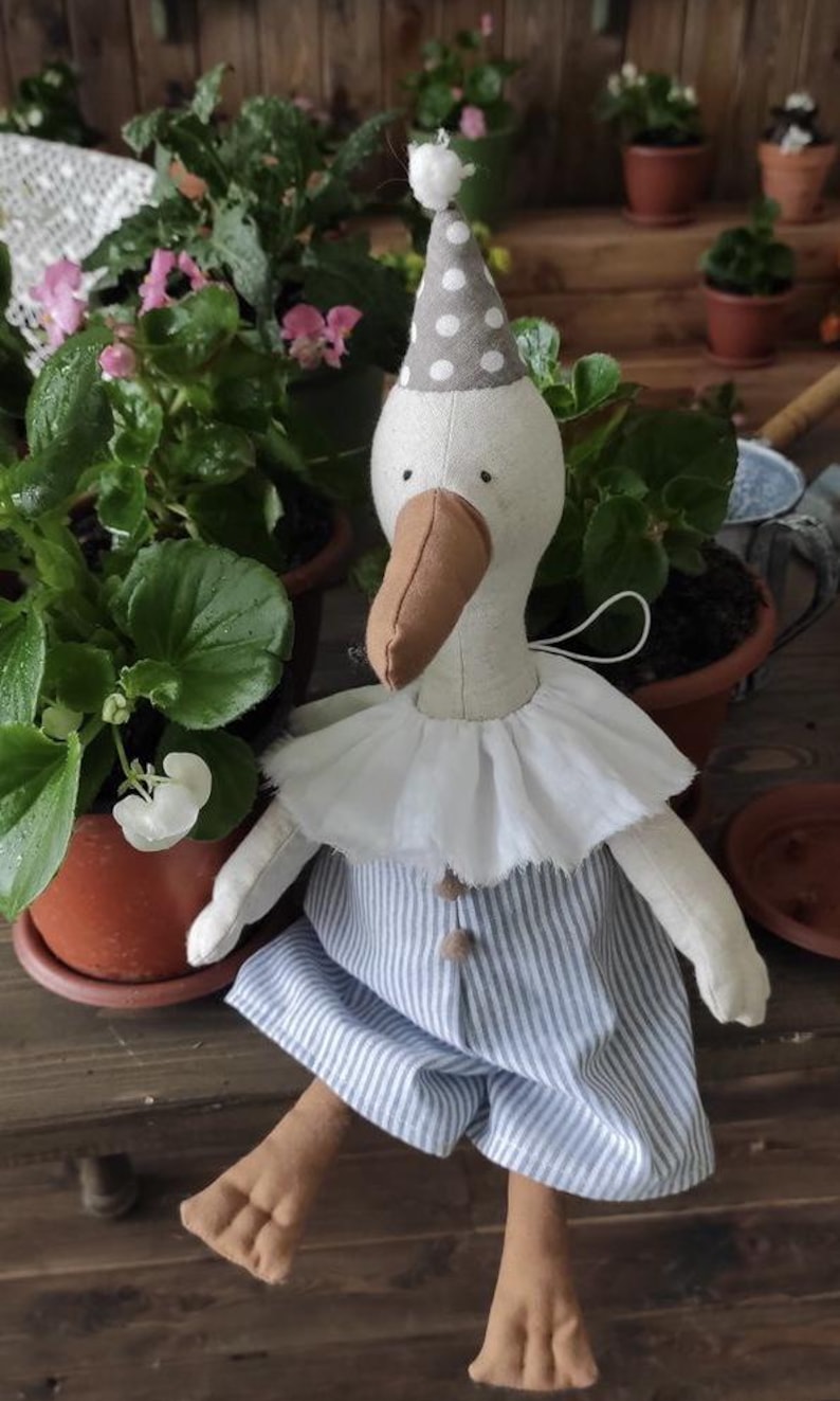 Goose Sewing Pattern PDF | Linen Goose With Clothes | Stuffed Goose ...