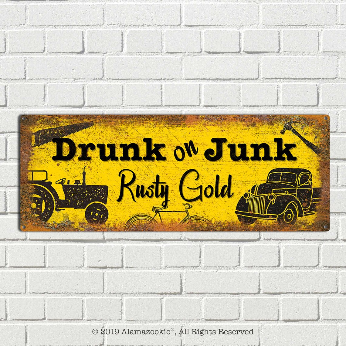 Drunk on Junk | Funny Metal Sign | Gifts for Thrifters, Vintage Yard ...