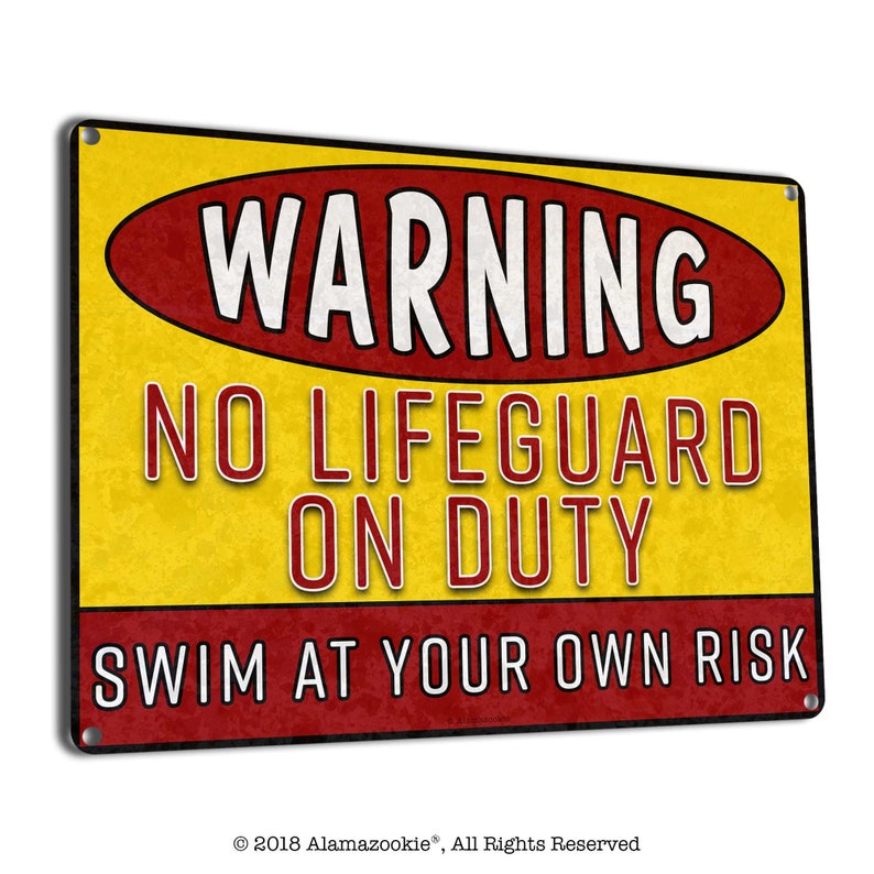 Warning No Lifeguard on Duty Metal Sign Pool Decor Wall - Etsy