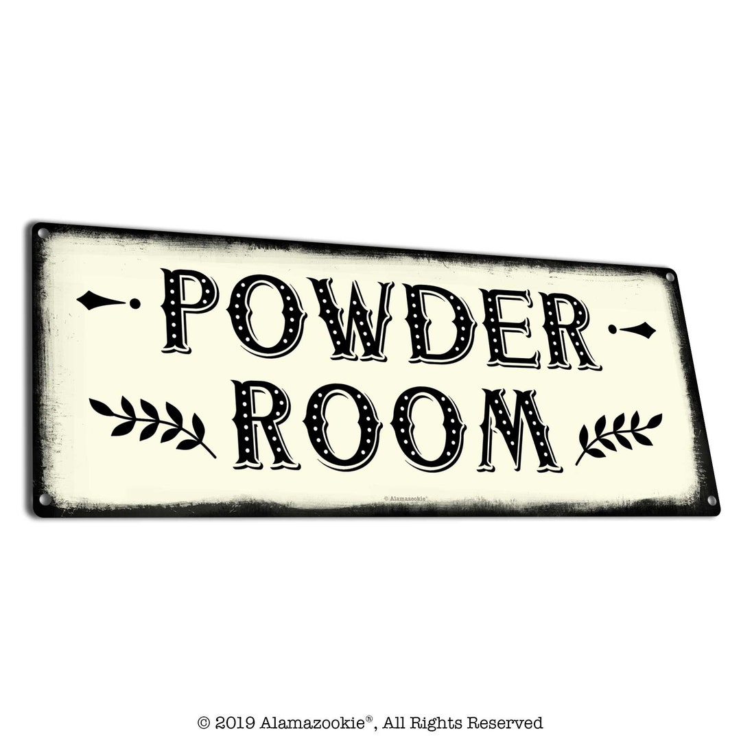 Powder Room | Metal Sign | Vintage Farmhouse Theme Decor for Home ...