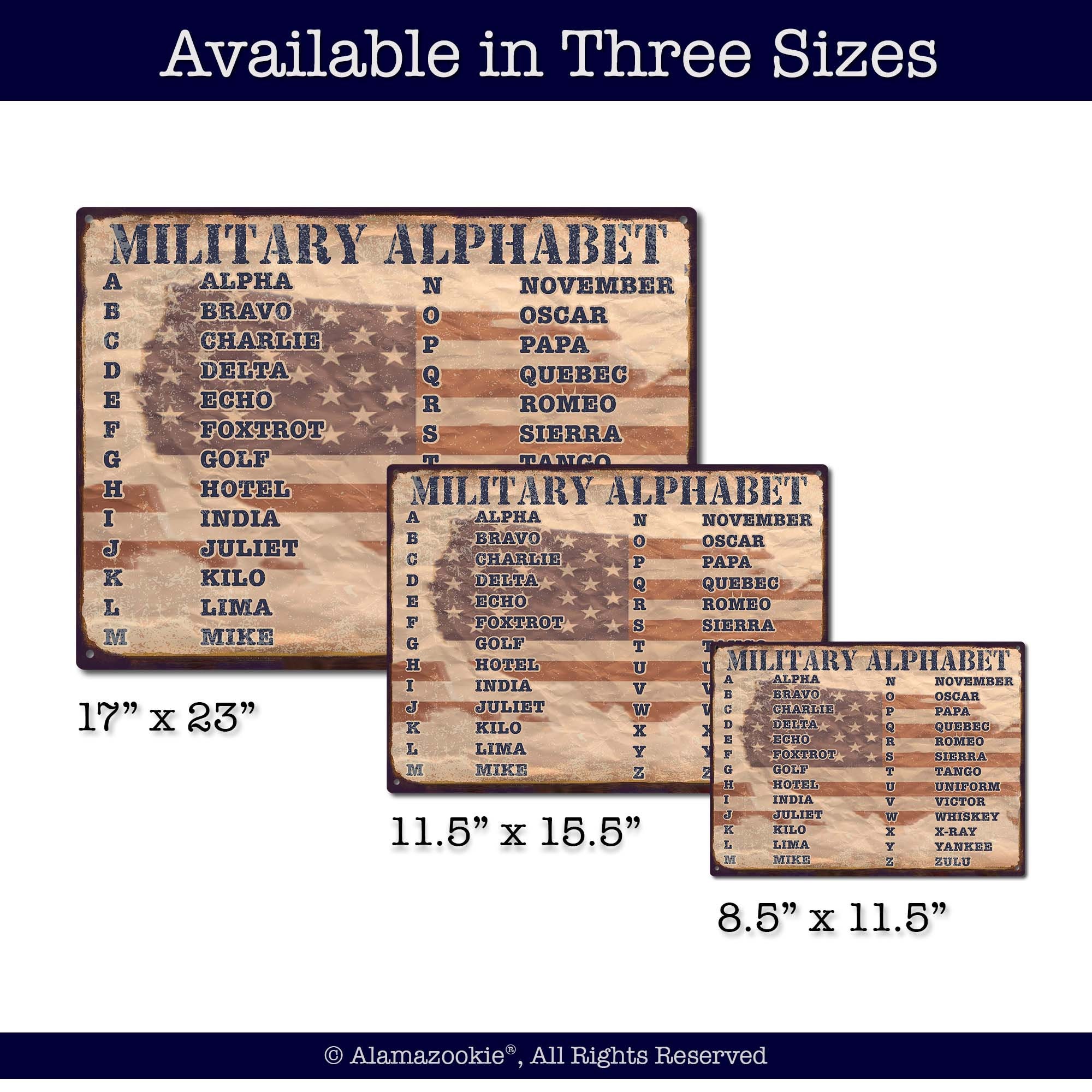Military Alphabet | Metal Sign | Patriotic Wall Decor With American ...
