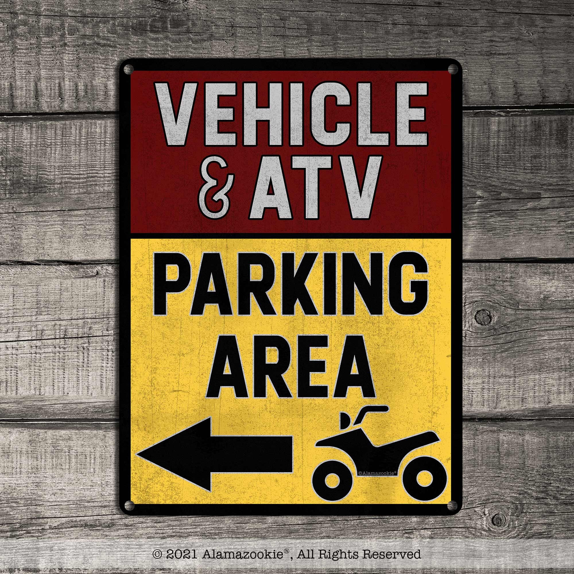 Vehicle & ATV Parking Area Metal Sign Yard Sign with Arrow | Etsy