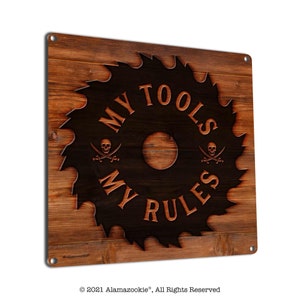 My Tools My Rules | Metal Sign Wall Decor for Garage, Workshop, Wood ...