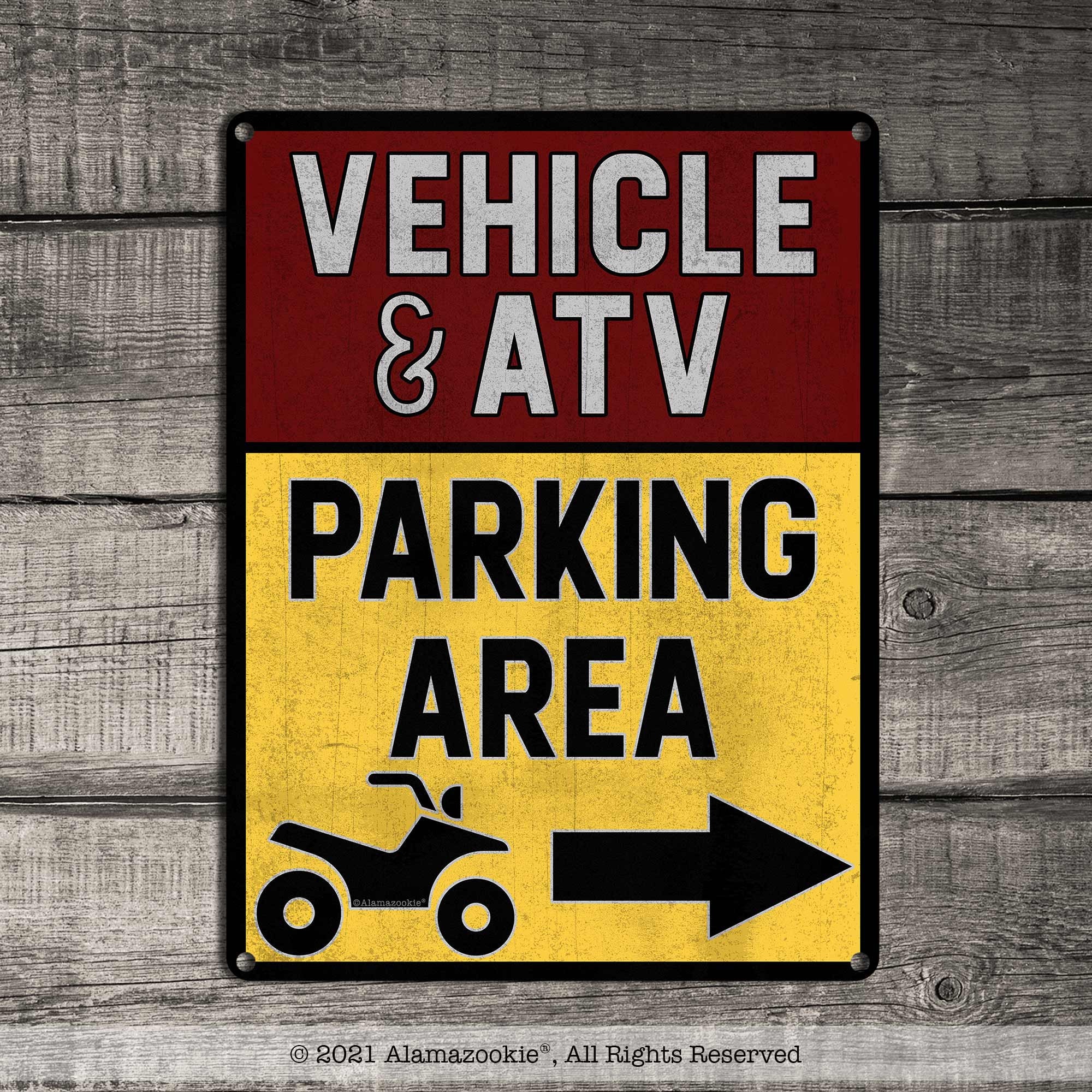 Vehicle & ATV Parking Area Metal Sign Yard Sign With Arrow - Etsy UK