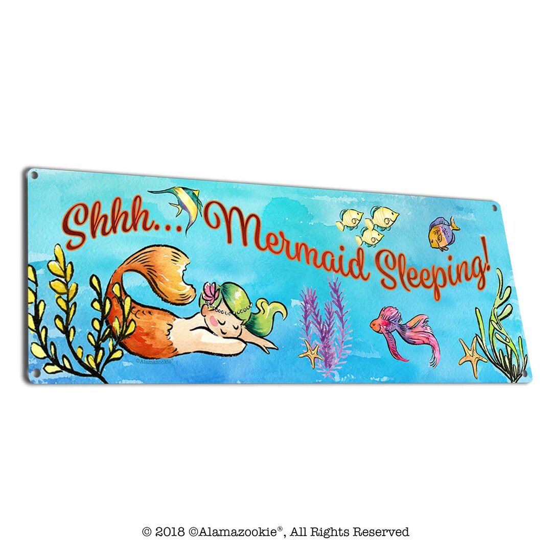 Shhh Mermaid Sleeping, Metal Sign, Small Placard, Girls Room Decor ...