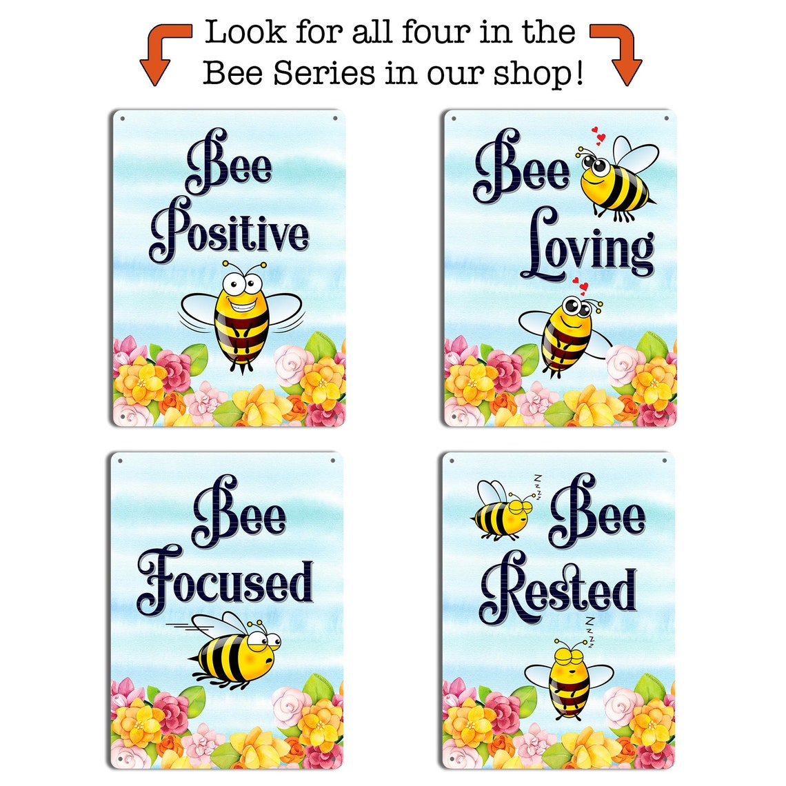 Bee Positive Metal Sign Cute Inspirational Art Gifts for - Etsy