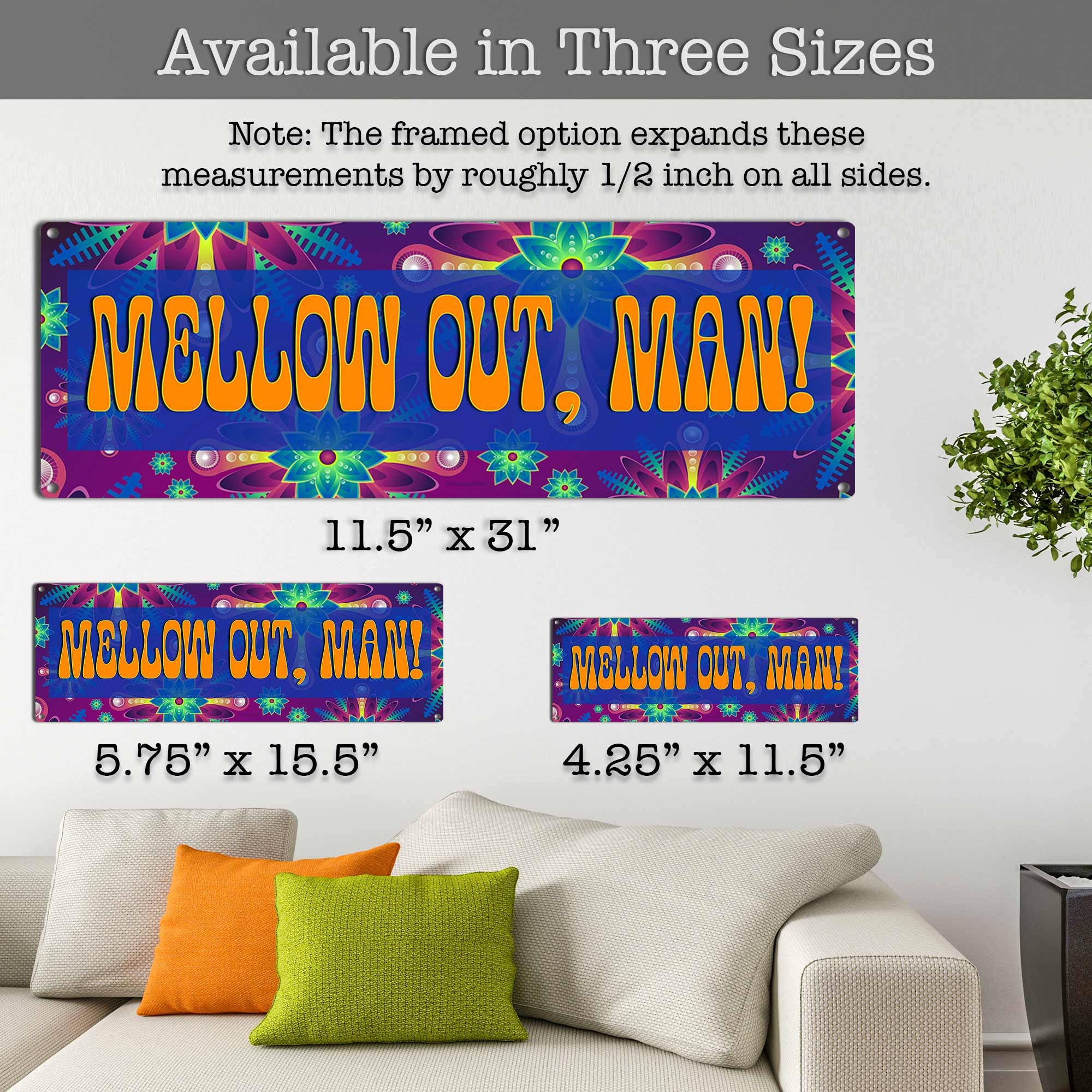 Mellow Out Man Metal Sign 60s Era Hippie Quotes Wall - Etsy