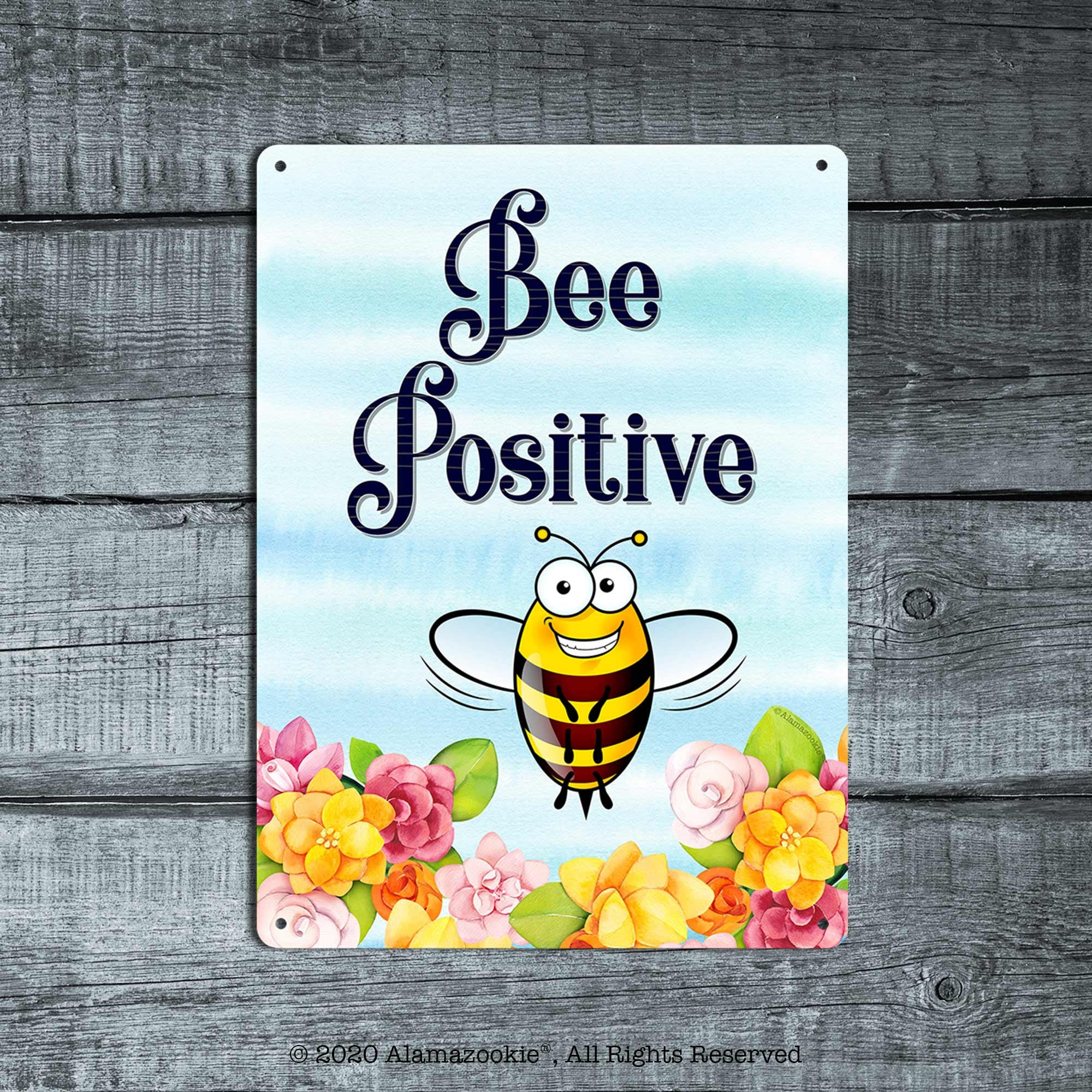 Bee Positive Metal Sign Cute Inspirational Art Gifts for - Etsy