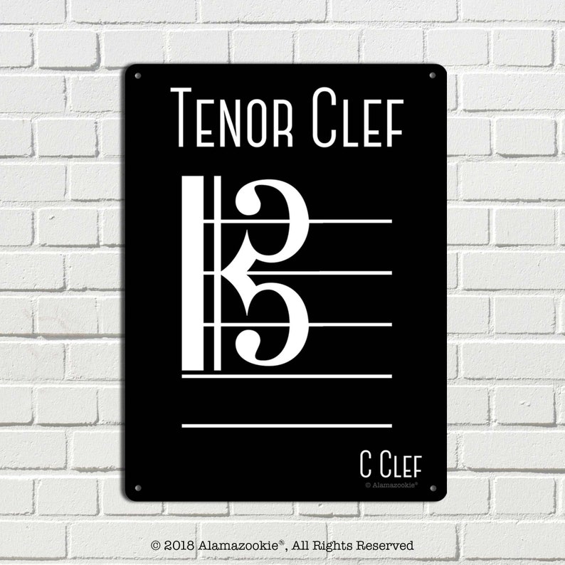 Tenor Clef | Metal Sign | Music Themed Wall Decor for Music Room ...
