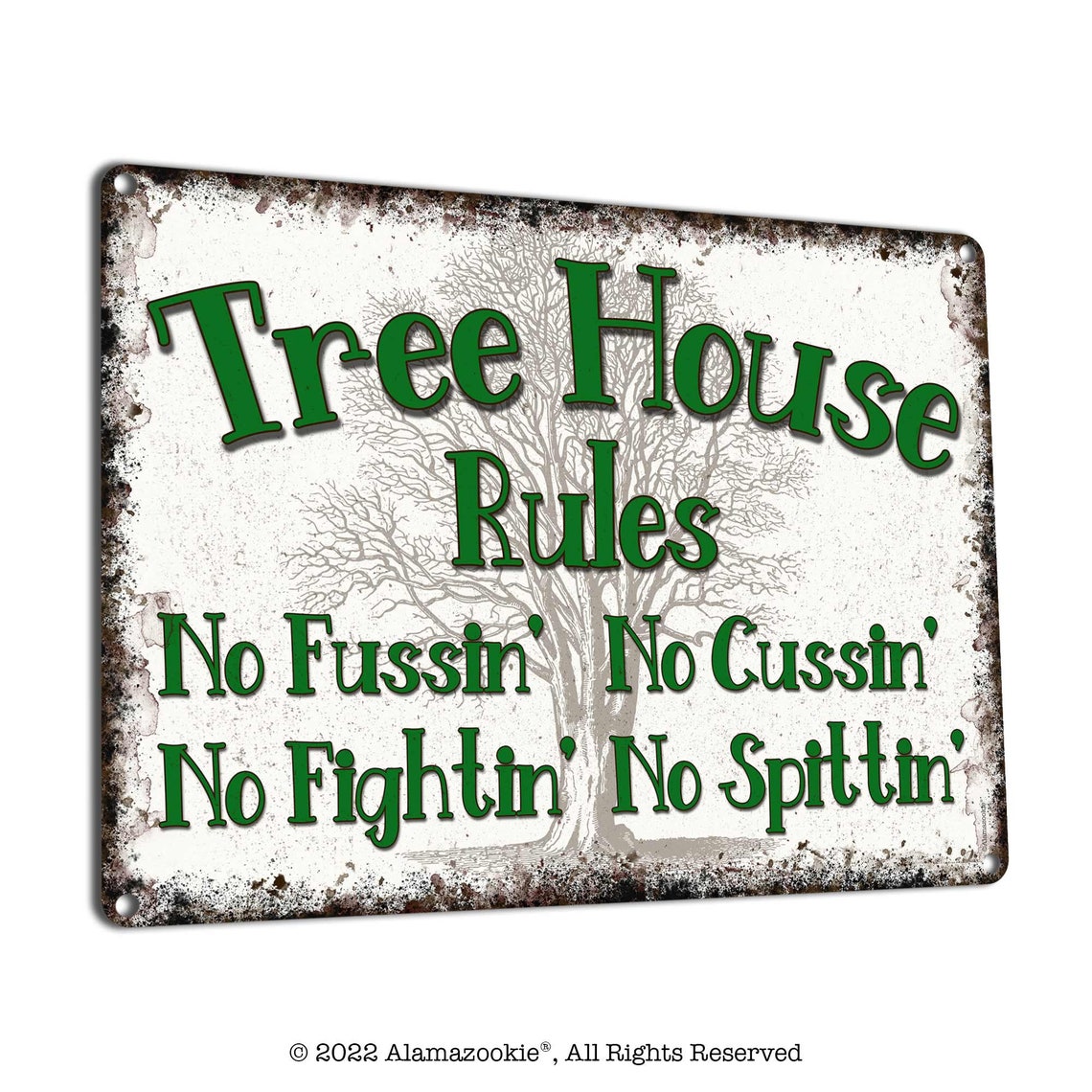 Tree House Rules Metal Sign Rustic Wall or Yard Decor for | Etsy