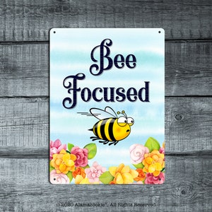 Bee Focused | Metal Sign | Cute Inspirational Art | Gifts for ...