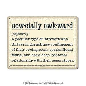 Sewcially Awkward Definition | Metal Sign | Funny Sewing Room & Craft ...
