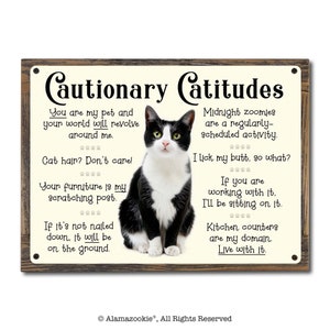 Cautionary Catitudes | Metal Sign | Funny Cat Meme Wall Decor for Catio ...