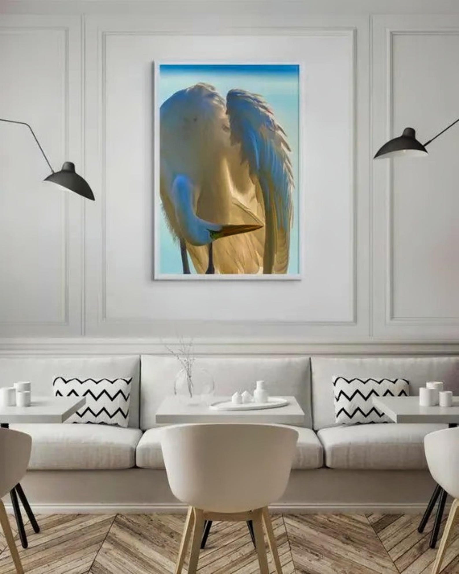 Preening Egret Art With Full Breeding Colors - Unique Nature Piece ...