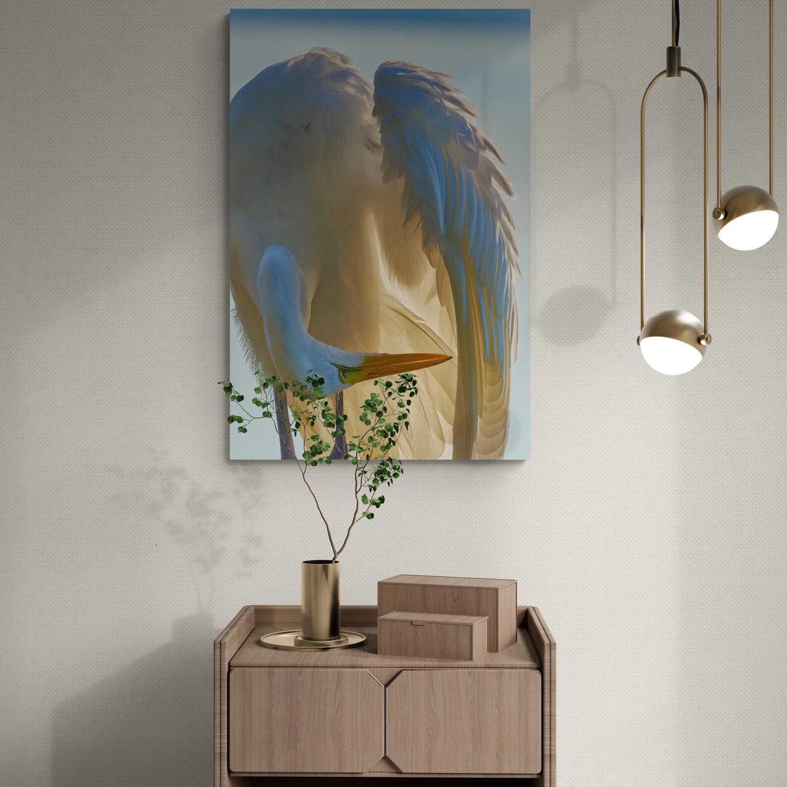 Preening Egret Art With Full Breeding Colors - Unique Nature Piece ...