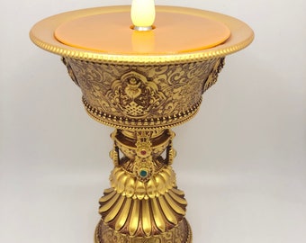 Small Tibetan Buddhist Meditation Altar Lamp | Safe Alternative | LED ...