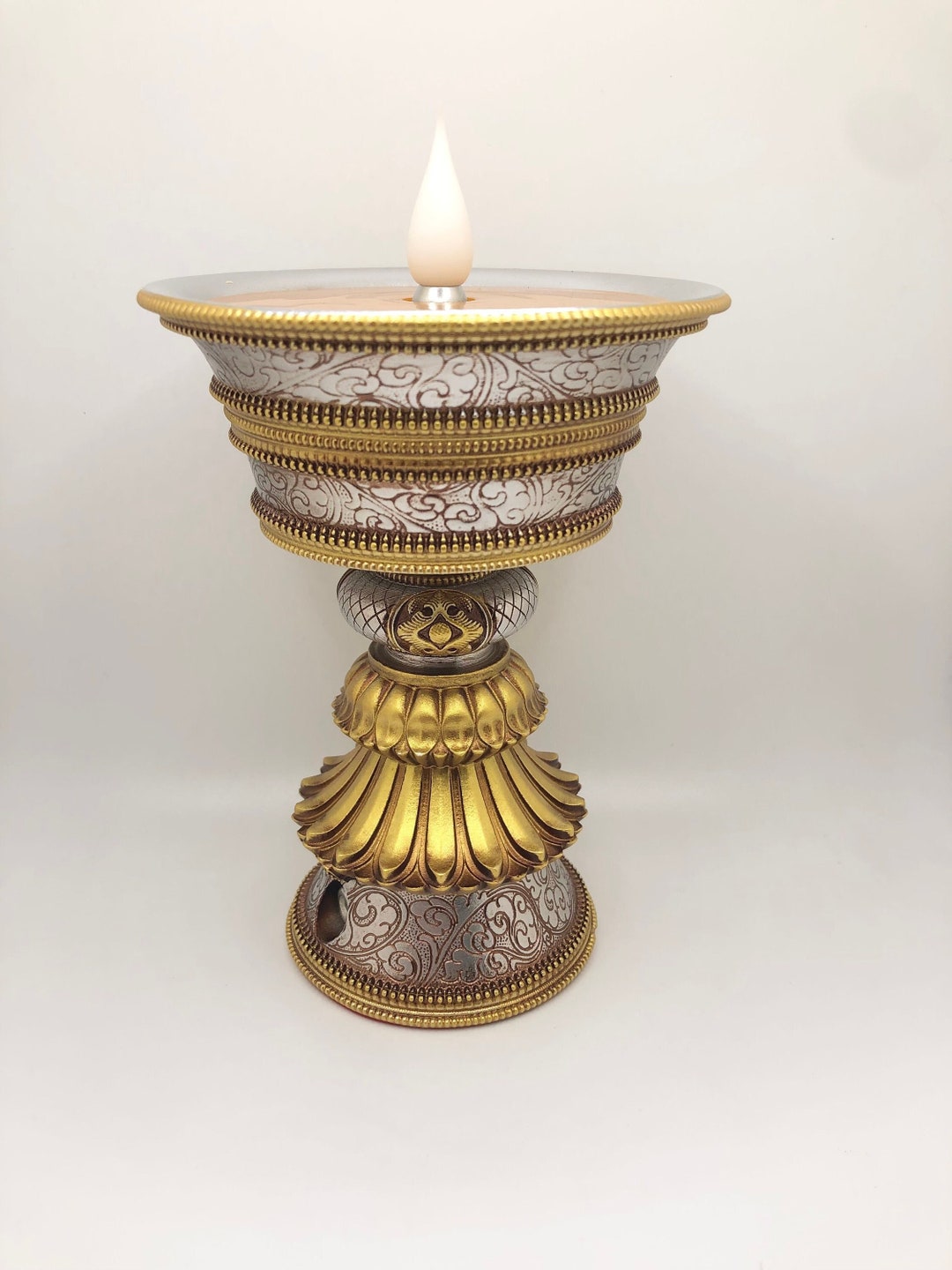Large Tibetan Buddhist Meditation Altar Lamp Safe Alternative LED ...