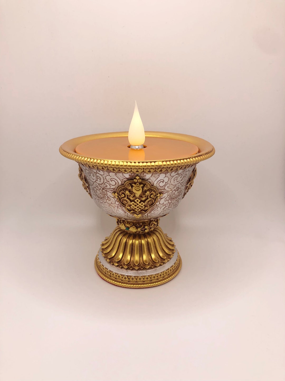 Small Tibetan Buddhist Meditation Altar Lamp Safe Alternative LED ...