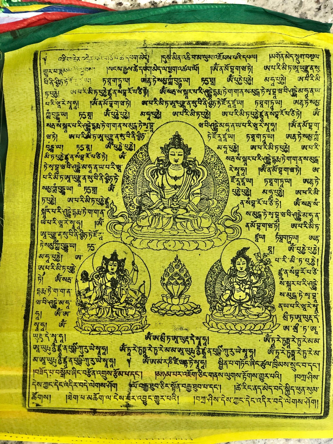 Three Long Life Deities Prayer Flags Screen-Printed | Etsy