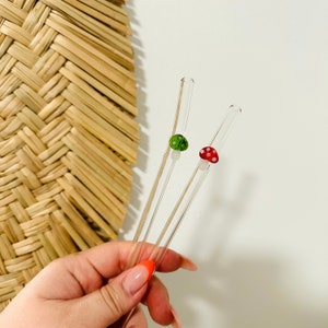 Mushroom Glass Straw | Reusable Glass Straws | Aesthetic Glass Straw ...