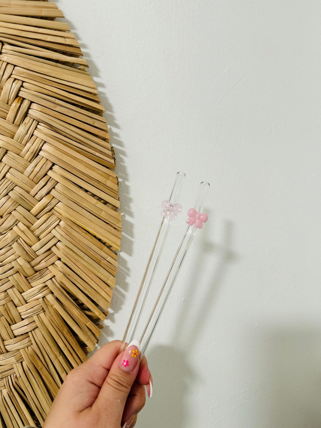 Coquette Bow Glass Straw | Reusable Glass Straws | Aesthetic Glass ...