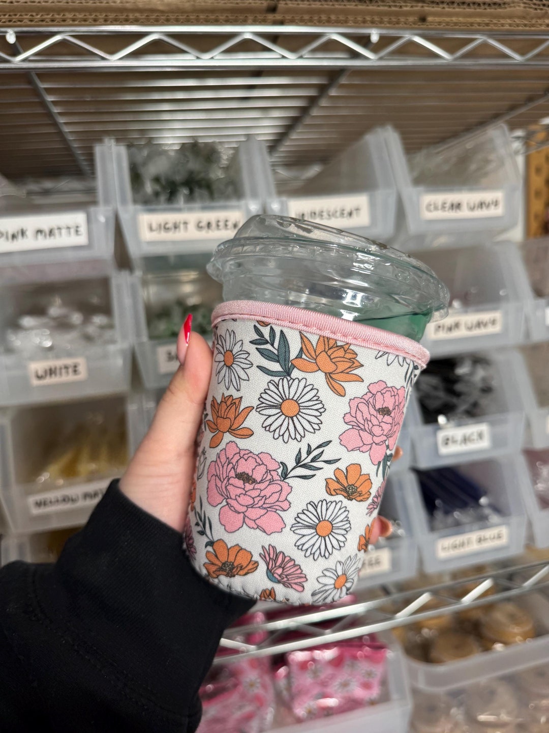 Spring Floral Drink Sleeve | Iced Coffee Drink Sleeve | Trendy Coffee ...