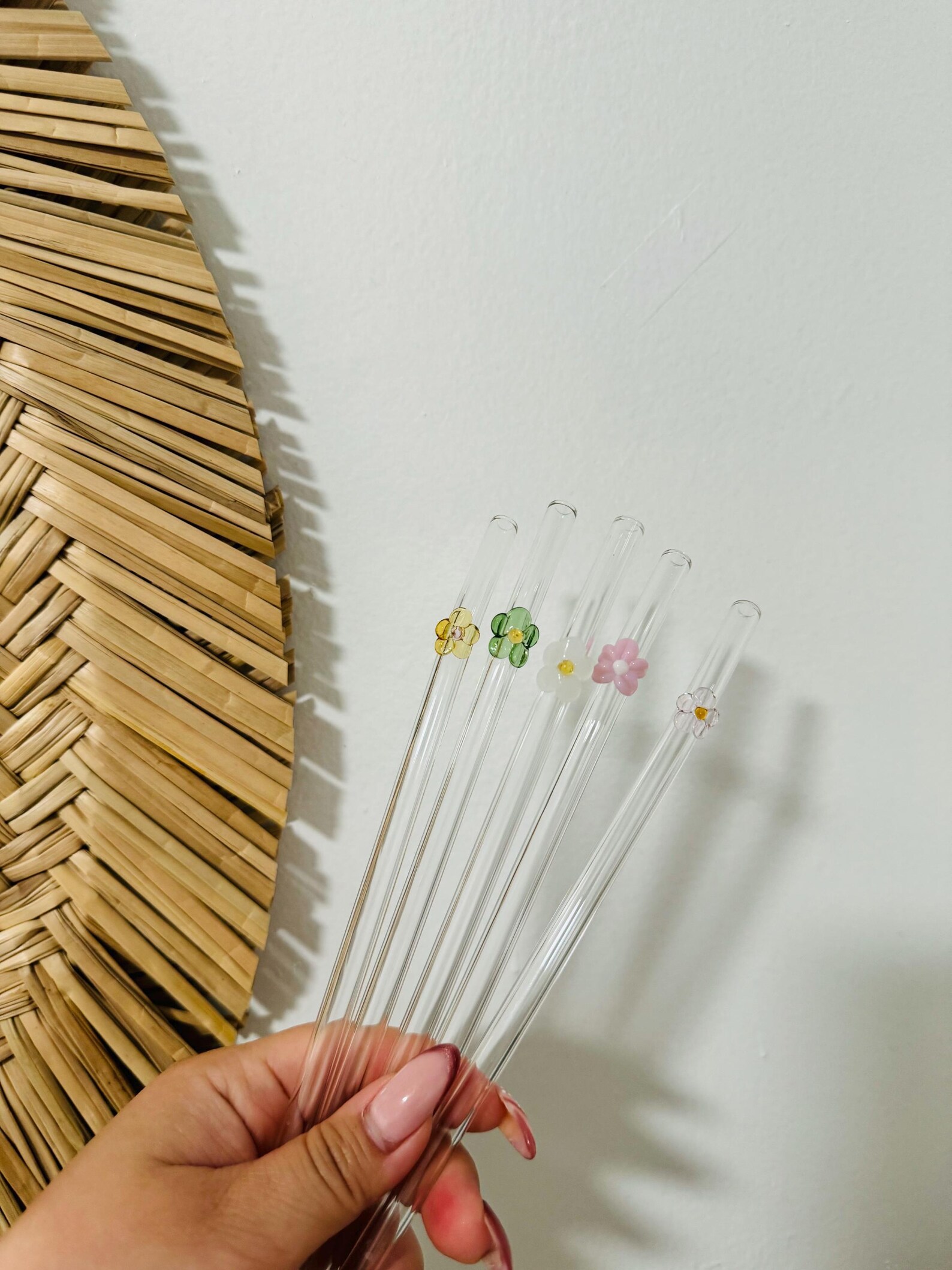 Flower Glass Straw | Reusable Glass Straws | Aesthetic Glass Straw ...