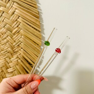 Mushroom Glass Straw | Reusable Glass Straws | Aesthetic Glass Straw ...