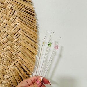 Flower Glass Straw | Reusable Glass Straws | Aesthetic Glass Straw ...