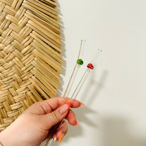 Mushroom Glass Straw | Reusable Glass Straws | Aesthetic Glass Straw ...