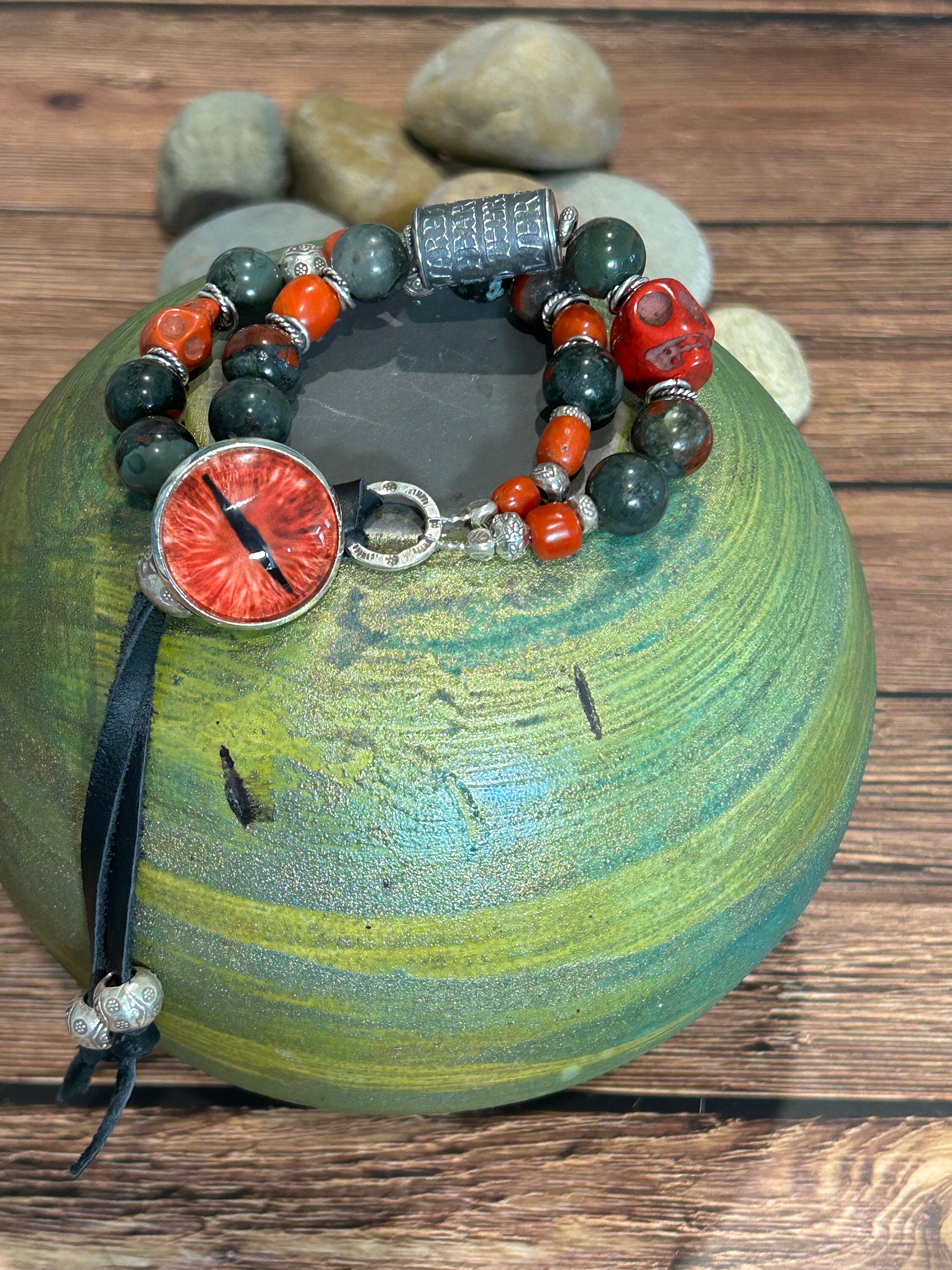 Boho Bloodstone Red Dragon Button Bracelet With Anne Choi Bead Beware ...